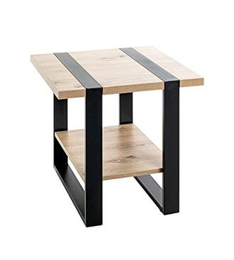 Haku Möbel Table dappoint chêne, Noir, métal, Panneaux de Particules alvéolaires - Dim.: L 45 cm x H 45 cm x P 45 cm, Style: Modern