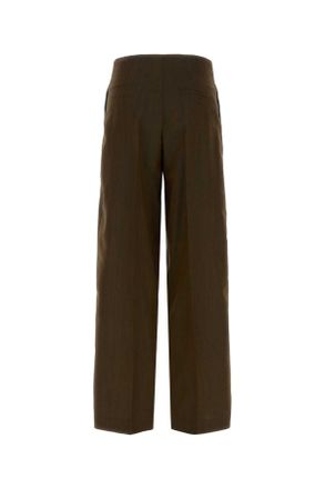 Alberta Ferretti Mud Twill Wide-Leg Trousers - Brown