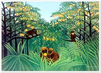 Posterlounge Affen im Urwald Poster von Henri Rousseau 80 x 60 cm Gr&uuml;n Wandbilder Wanddeko