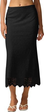 Feoya Lang Rock Damen Elegant Figurbetont Maxirock Business Bleistiftrock Casual Freizeitrock Bodycon Fischschwanz Rock Schwarz XL