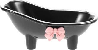 Amosfun Seifenhalter Badewannenförmig Kunststoff Seifendose Mit Abflussloch Für Badezimmerablage Waschbecken Seifenaufbewahrung Trockenhalter Schwarz Mit Silb