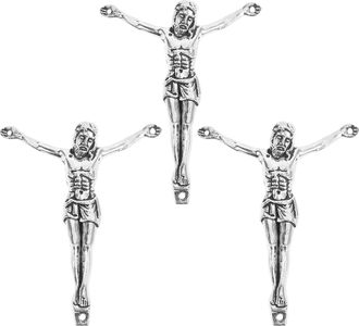 Valiclud 3 St&uuml;ck Teiliges Metall Jesus Corpus Antiksilber Katholische Jesusfigur f&uuml;r DIY Kreuzbasteln Wanddekoration Stabile Metallskulptur f&uuml;r Religi&ouml;se Kreuz