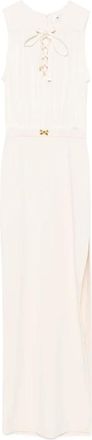 Elisabetta Franchi Femme, Robes, Beige, Taille: 44 FR Braided Lace Long Gown