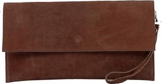 modamoda.de T151 Sac &agrave; bandouli&egrave;re en daim pour femme Fait main en Italie, Brun cuivr&eacute;, s