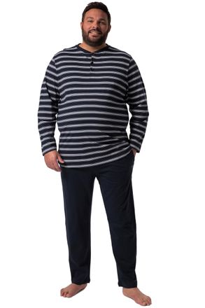 Men Plus Herren große Größen L-8XL Men+ Schlafanzug Bauchfit, Zweiteiler, Langarm-Henley, Lange Hose Modern Fit, bis 8 XL Navy blau 6XL 837715130-6XL