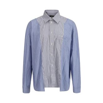 Balenciaga Asymmetrisches Paneel Baumwollhemd - - Shirts - Herren - Mehrfarbig - S