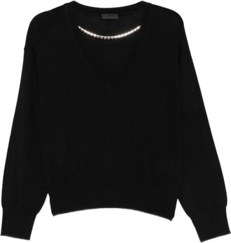 Liu Jo V-Ausschnitt Strickware - - Knitwear - Damen - Schwarzk - M