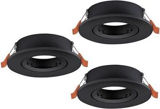 Eglo 3er Set Einbaustrahler Barranco, Spot Deckenleuchte schwenkbar, runder Einbauspot ohne Leuchtmittel, Deckenstrahler aus schwarzem Kunststoff, GU10 Fas
