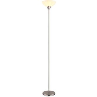 Globo Lighting Stehleuchte nickel matt Deckenfluter Glasschirm opal Stehlampe Wohnzimmerleuchte, Metall, E27 Fassung, DxH 28x180 cm