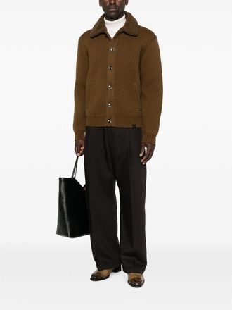 Tom Ford Shearling Collar Cashmere Cardigan - Brown