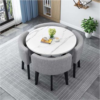 Generic Eingebauter Tisch und Stuhl. Kleiner, quadratischer runder Konferenztisch mit 4 St&uuml;hlen, for den Einsatz in Gesch&auml;ften, Besprechungen und kleinen Vera