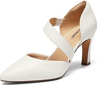 Dream Pairs Escarpins Femme Confortable Chaussure à Talon avec Bride Asymétrique Escarpin,Size 41,Blanc-PU,SDPU2350W