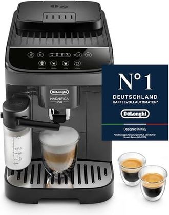 DeLonghi Magnifica Start - Perfetto Kaffeevollautomat mit LatteCrema-Milchaufschäumer, 4 One-Touch-Getränke, Cappuccino, Espresso Kaffeemaschine, Soft-Touch-Be