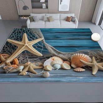 Generic Paillasson Antid&eacute;rapant Bleu 140 x 200 cm, Tapis de Sol dint&eacute;rieur Lavable pour entr&eacute;e Cuisine Chambre &agrave; Coucher paillasson d&eacute;coratif, imprim&eacute; Vintage