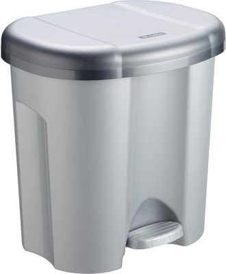 Rotho Duo Mülleimer 2x 10l zur Mülltrennung mit Deckel, Kunststoff (PP recycelt) BPA-frei, silber, 2 x 10l (39.0 x 32.0 x 40.5 cm)