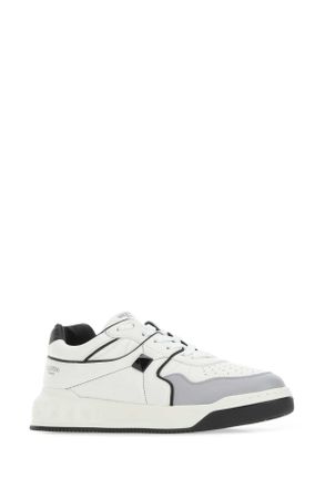 Valentino Garavani Mens Multicolor Nappa Leather One Stud Sneakers Bianconeropastelgreynerobianconero