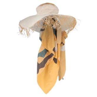 Jacquemus Pre-owned Breiter Hut mit Schal - - Pre-owned - Damen - Wei&szlig; - ONE SIZE