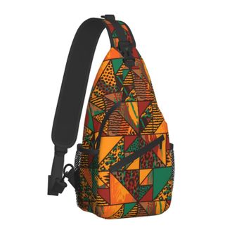 AOOEDM Afrikanischer Boho mit Dreieckselementen Brusttaschen Umhängetasche Reise-Wanderrucksack Lässiger Schulter-Tagesrucksack für Damen Herren