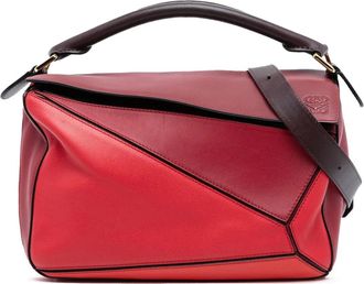 Loewe Hobo Bags - Medium Tricolor Calfskin Puzzle Satchel - Gr. unisize - in Rot - f&uuml;r Damen
