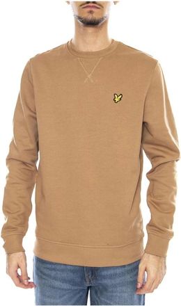 Lyle & Scott Homme, Sweatshirts et sweats &agrave; capuche, Beige, Taille: S SweaT-shirt ras du cou en molleton gratt&eacute;