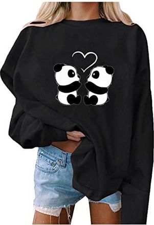 Generic 2026 - Pull d&eacute;contract&eacute; sans capuche pour femme - Automne et hiver - Pour la Saint-Valentin, Noir, S