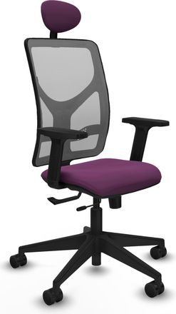 Piqueras y Crespo Hubstuhl mit 2D-Armlehnen, h&ouml;henverstellbarer Lendenwirbelst&uuml;tze und festem Kopfteil, ausgestattet mit Syncro/Traslack und Schneideschaum, Grau/Violet