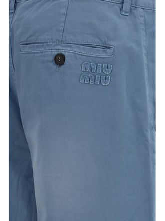 Miu Miu Womens Garment-Dyed Wide-Leg Trousers Astrale Cotton