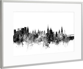 artboxONE Poster mit Rahmen Silber 30x20 cm Salzburg Austria Skyline von Michael Tompsett - gerahmtes Poster