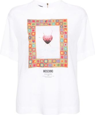 Moschino Femme, Tops, Blanc, Taille: 38 FR T-Shirt Col Rond