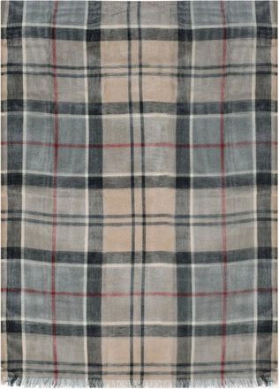 Barbour Homme, Accessoires, Multicolore, Taille: ONE Size &Eacute;charpe Beige Tartan avec Bords Effiloch&eacute;s