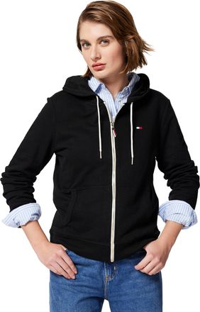 Tommy Hilfiger Damen Zip-up Hoodie - Classic Sweatshirt for Women with Drawstrings and Hood Kapuzenpullover, Schwarz, L (7er Pack)