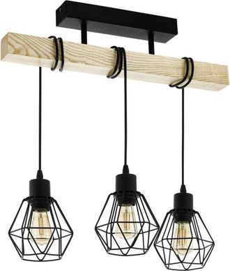 Eglo Deckenleuchte 55x36x20 cm aus schwarzem Metall mit Holzst&auml;nder 220-240 v IP20 Eglo Townshend 5