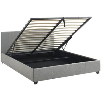 Sweeek Sweeek - Boxbett mit Lattenrost und Kopfteil, 160 x 200cm, Stoffbezug