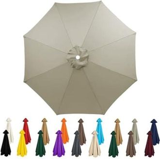 Generic Parasol Housses Pour Parasols de Jardin,2,5-3,5 m Avec Aération Supérieure, 8 Branches, Tissu Pour Terrasse Et Plage, Gris Clair, 8 Baleines - 350 Cm 