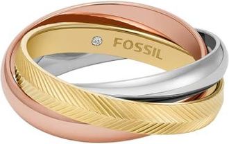 Fossil Harlow JF048079989 Bague en acier inoxydable multicolore pour femme, Acier inoxydable, Aucune pierre précieuse