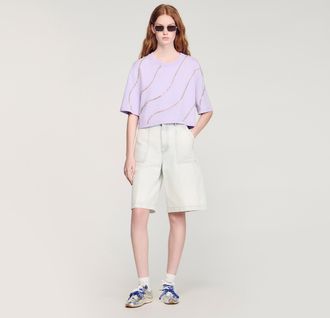 Sandro Kurzes T-Shirt mit Strass