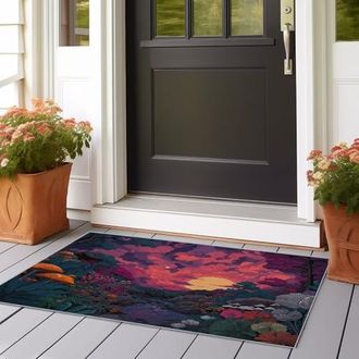 Generic Rouge Tapis Doux et Moelleux, Fantaisie Paysage For&ecirc;t Tapis Design &agrave; Poil Ras Doux pour Salle &agrave; Manger Chambre Adulte et Ado 120 x 180 cm