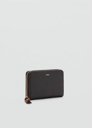 Mango Portefeuille petit effet saffiano chocolat - Femme - Taille unique - MANGO