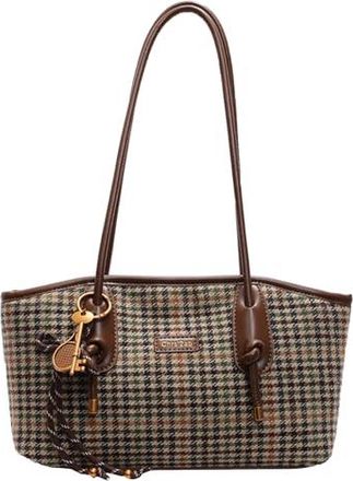 Generic Sac &agrave; bandouli&egrave;re en laine pour femme - Grand sac tendance avec pendentif pour le travail, le shopping, les voyages, le quotidien, Vert, 12.99x7.48x3.