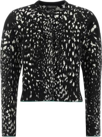 Tom Ford Cardigan en velours jacquard Lynx - Femme - Pulls - Noir - Taille: 40 FR