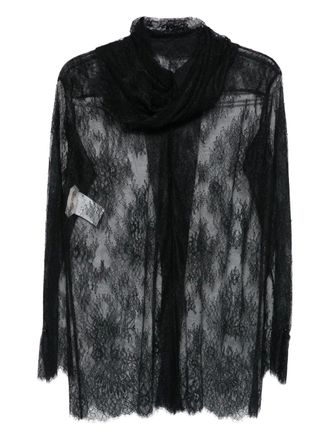 Alberta Ferretti Spitzen-Hemd mit Stehkragen - Schwarz