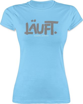 Shirtracer Shirt Damen - Statement - L&auml;uft - L&auml;uft Lustig Spr&uuml;che Lustiger Spruch Nerd Geek L&auml;uft bei Mir - L - Hellblau - t lustige Sport spruchshirts sprueche 