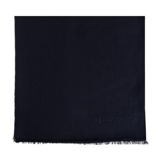 Ferragamo Kaschmirschal mit Logo-Stickerei - - Accessories - Herren - Blau - ONE SIZE