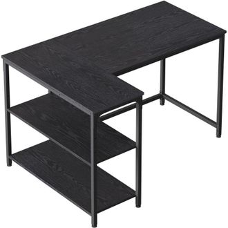 Vasagle Bureau en L, &Eacute;tag&egrave;res R&eacute;glables avec Rangement, 110 x 80 cm, Noir