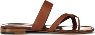 Manolo Blahnik leather flat sandals - Braun