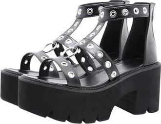 Yarnow Sandales &agrave; Talons Hauts Ouvertes Avec Semelle &Eacute;paisse Pour Femme Pour Occasions Sp&eacute;ciales