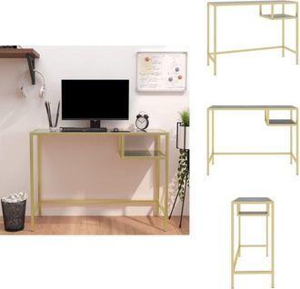 vidaXL Vidaxl - Computertisch Schwarz Marmor 100x36x74 cm Hartglas - PC-Tisch - Schreibtisch - Glastisch - Industriel Style - Bürostuhl