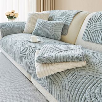 Generic Sofa Überzug Chenille Sofabezug Weiche: Sofa Cover,Haustier rutschfest Sofaschoner, L Form Ecksofa Couch Überwurfdecke, für 1/2/3/4 Sitzer Couch Überz