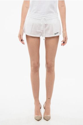 The Attico Lightweight Cotton Shorts with Contrasting Logo size 38