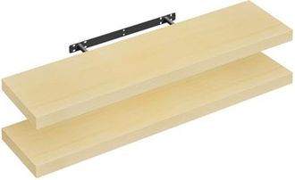 Woltu &Eacute;tag&egrave;re Murale, &Eacute;tag&egrave;re Flottante de CD, Lot de 2, pour Salon, Cuisine, Chambre, Salle de Bain 90x22.9x3.8cm, Jaune Ch&ecirc;ne RG9370kei-2